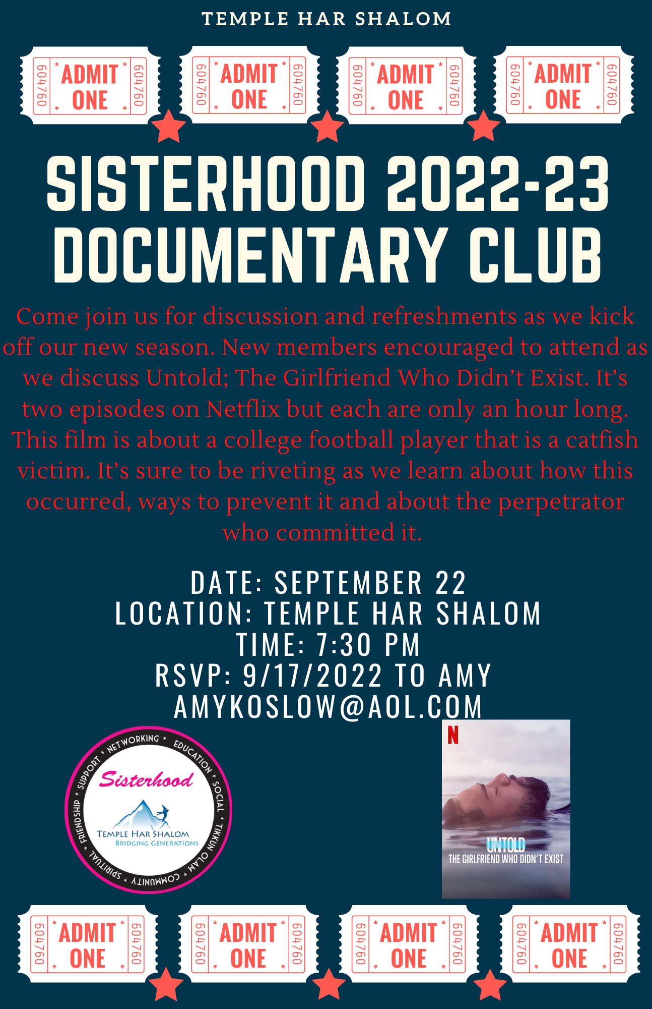 Sisterhood Documentary Club | Temple Har Shalom - Reform Temple in ...